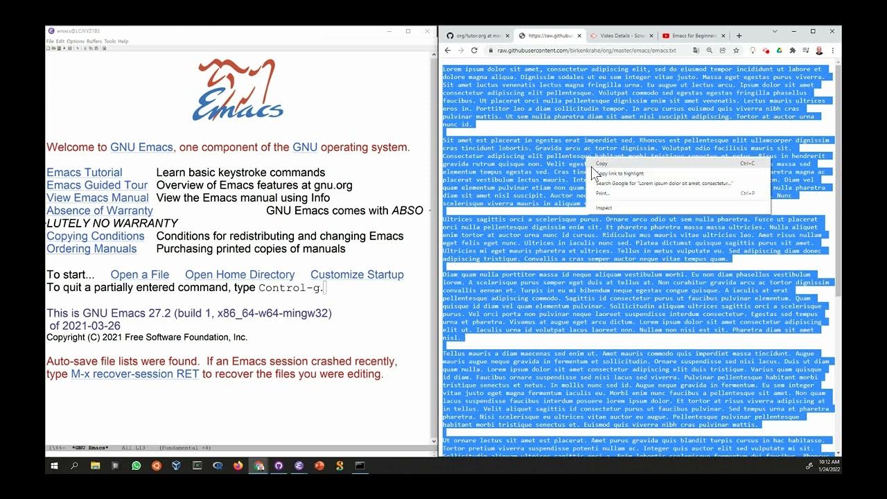 Read file into Emacs buffer and save - YouTube