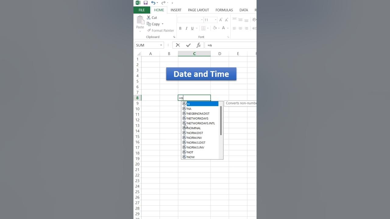 Insert Current Date and Time in Excel: Essential Formulas Explained #excel - YouTube