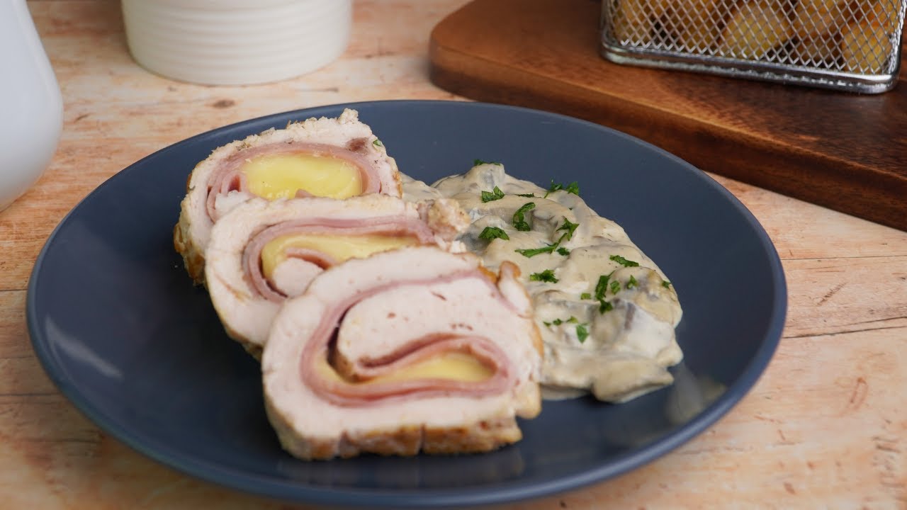 POLLO ENROLLADO CON SALSA DE CHAMPIÑONES - YouTube