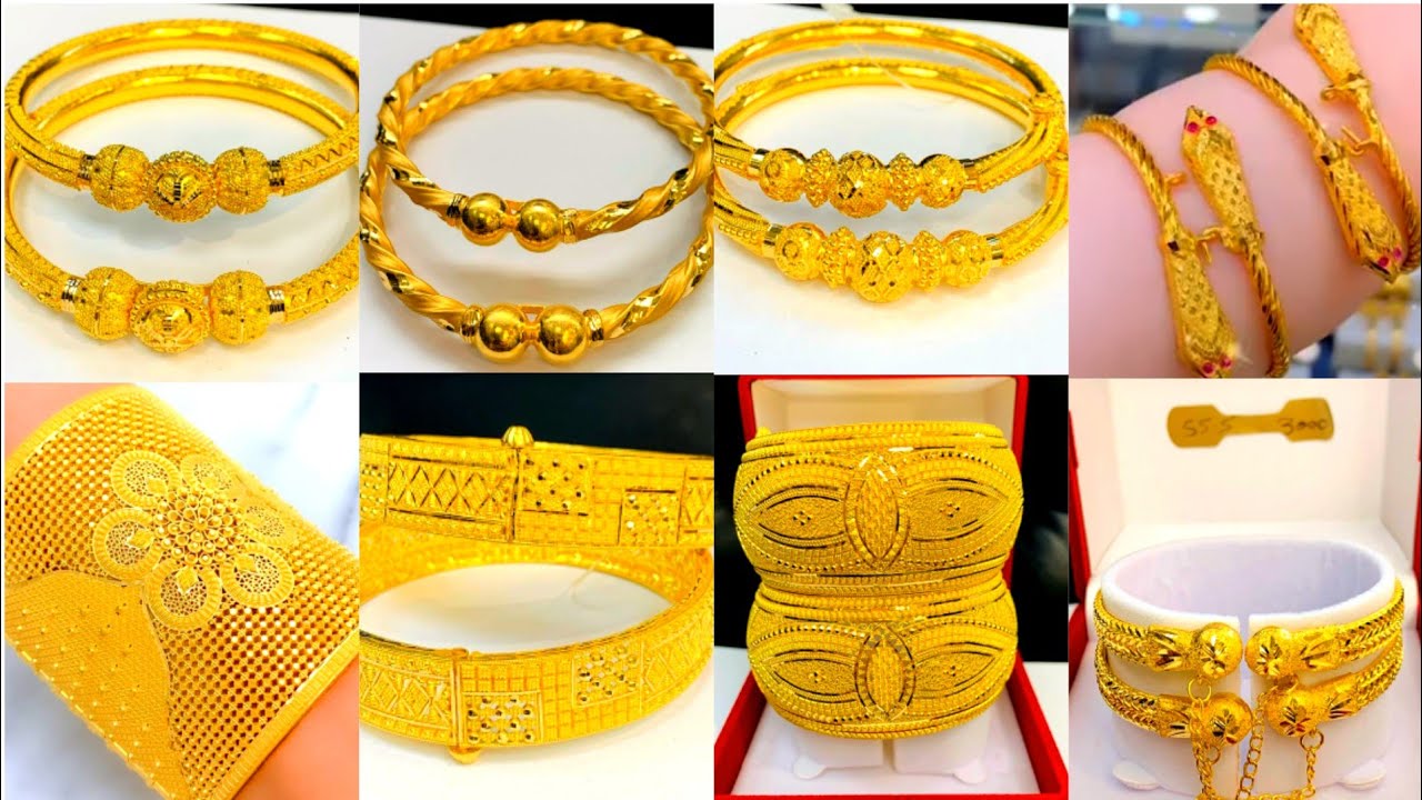 Latest Gold Kada Bangles Design Gold Hand Kalai Breclat Design - YouTube
