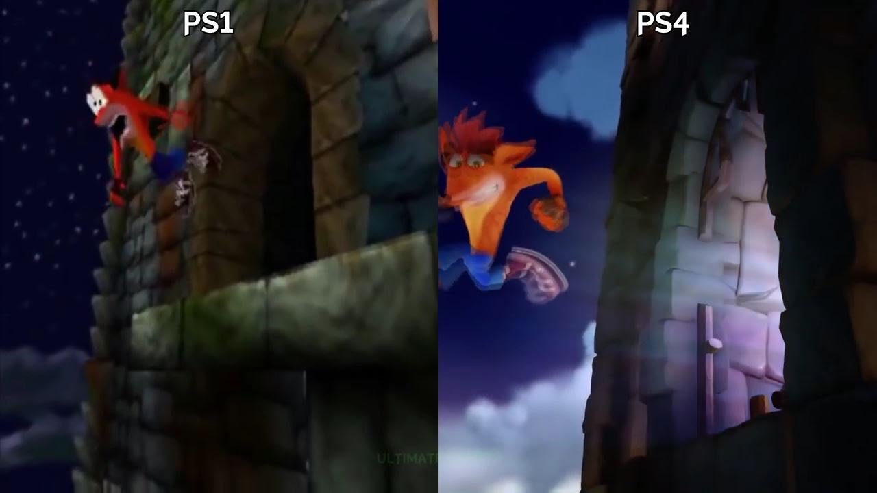 Crash Bandicoot N. Sane Trilogy - PS4 vs PS1 Graphics Comparison (ALL ...