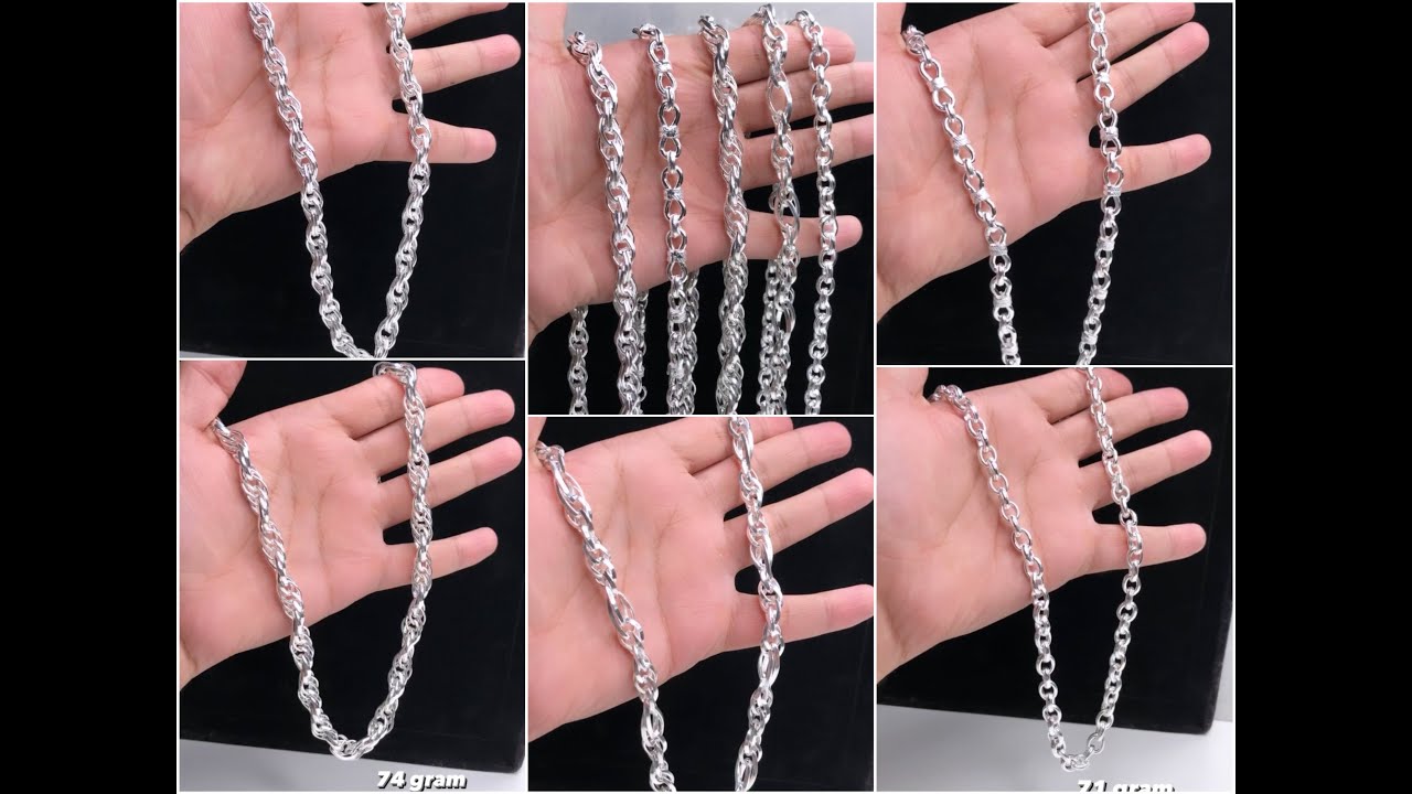 Silver Chain collection || Silver Chain Designs with weight || Latest ...