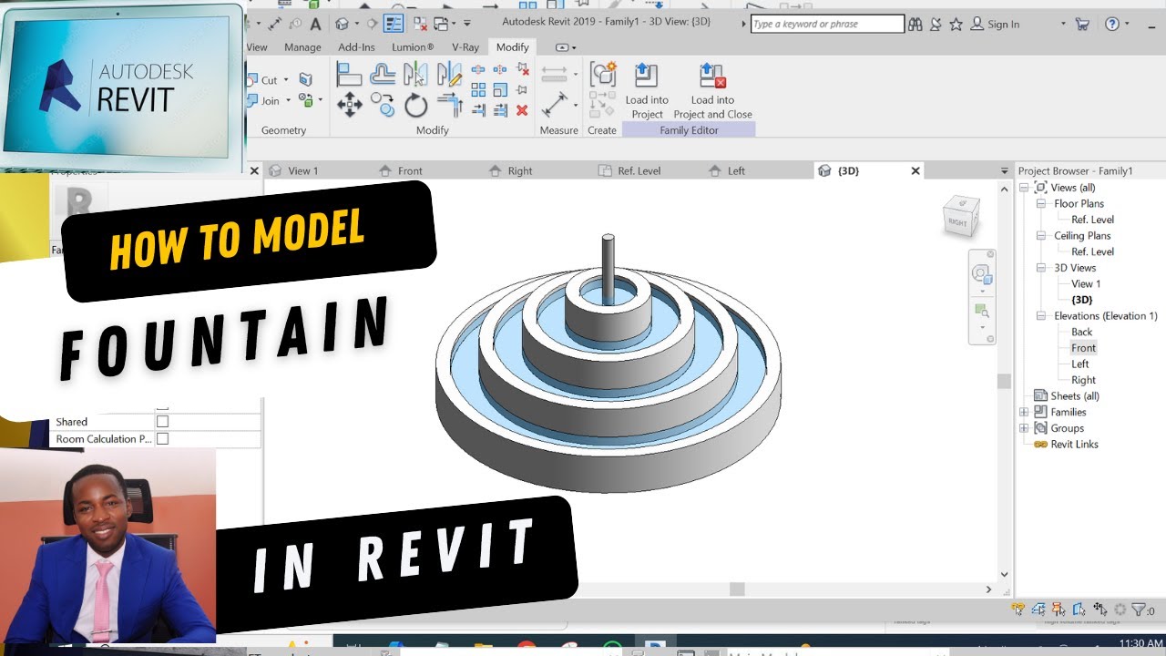 How to Model Fountain in Revit - YouTube