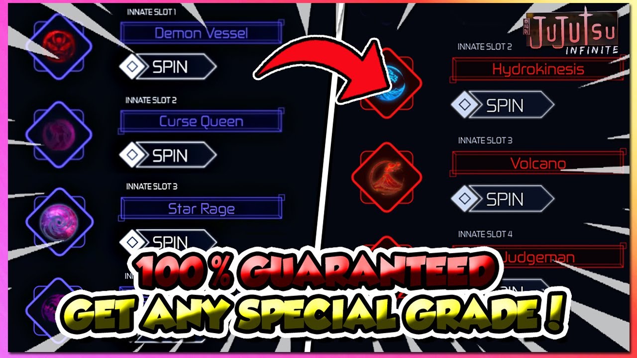 Jujutsu Infinite New Spin Glitch How To Get Any 100% Special Grade Innate Fast! (CODES) - YouTube