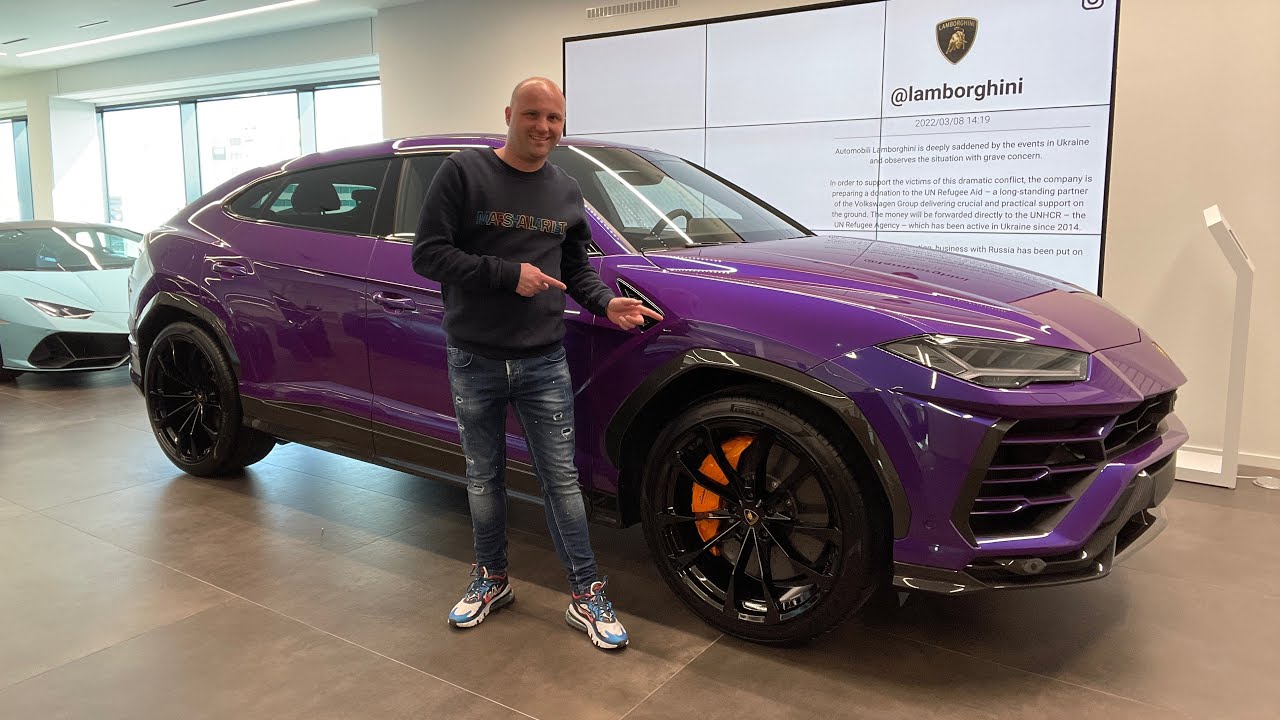 Worlds first Urus in Viola Mithras at Lamborghini Rotterdam - YouTube