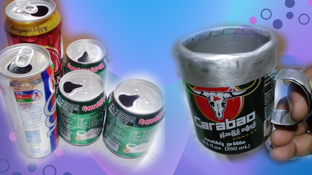How to make cups with carabao&100 plus cans for earn money/craft cup ...