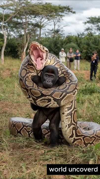 Gorilla vs Giant Python: A Shocking Jungle Encounter #shorts - YouTube
