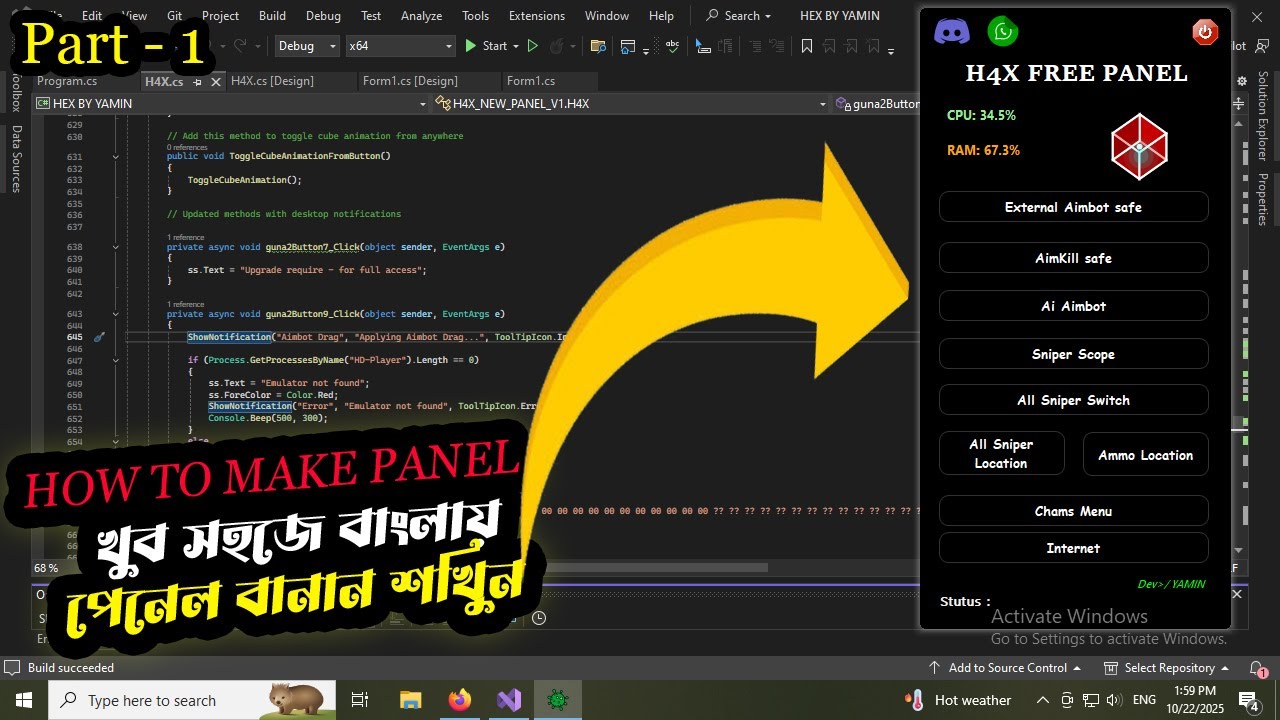 How to Make Free Fire Panel C# Bangla 🎯 A To Z || Aimbot Panel Make ...