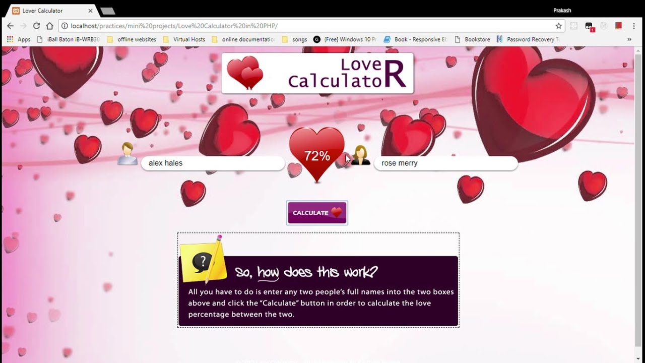 Love Calculator mini project - YouTube