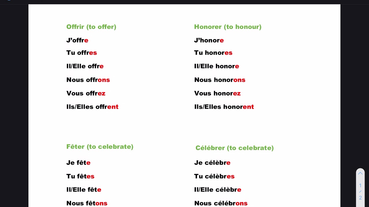 TFC501 CONJUGAISON OFFRIR HONORER FETER CELEBRER YouTube tfc501-conjugaison-offrir-honorer-feter-celebrer-youtube