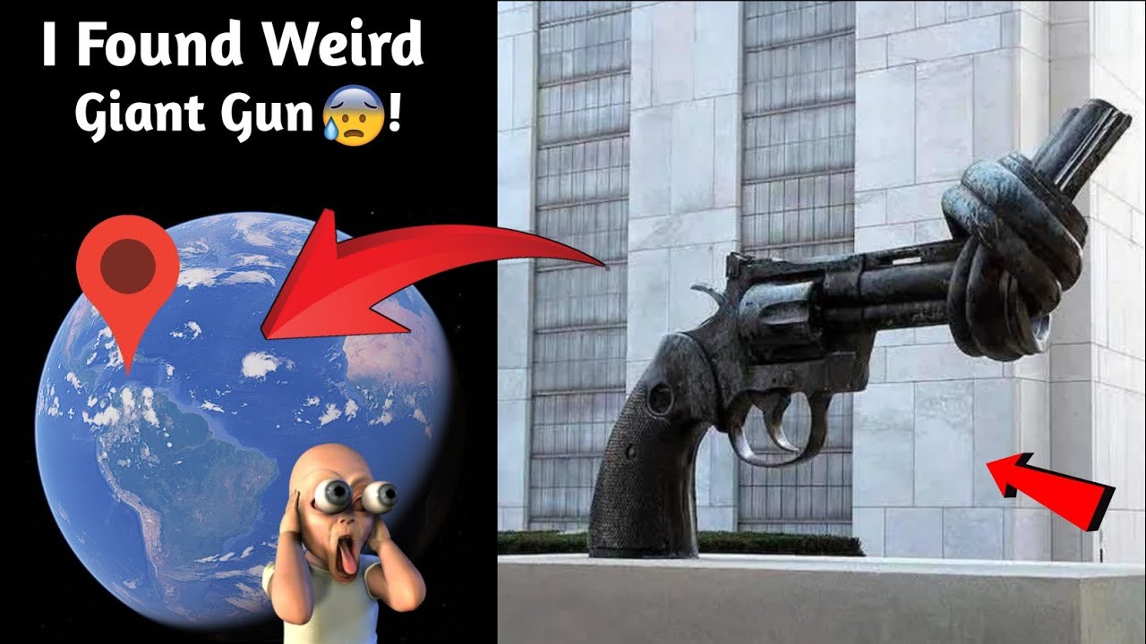 😰 I Found Weird Giant Gun Sculpture In Real Life On Google Earth and ...