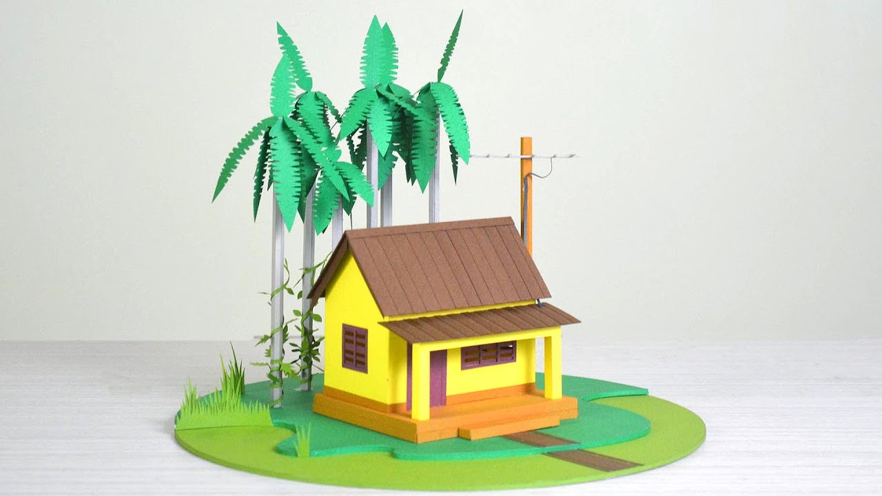 Morning in the village house - Making a beautiful paper house with ...