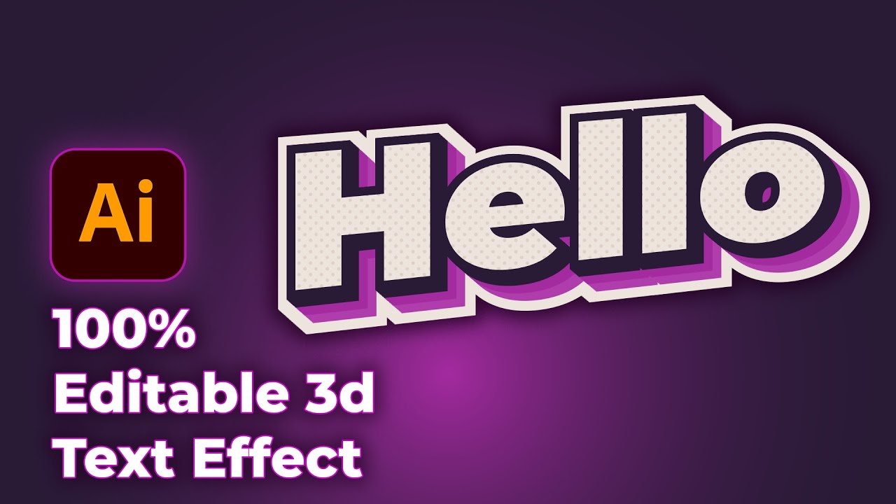 Create 100% Editable 3d Text Effect in Illustrator CC Tutorial - YouTube