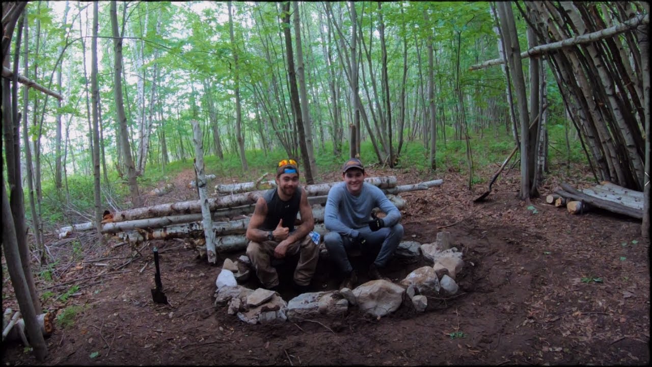 Stone Fire Place with Reflector (Duo Bushcraft TNT Camp Shelter Build ...
