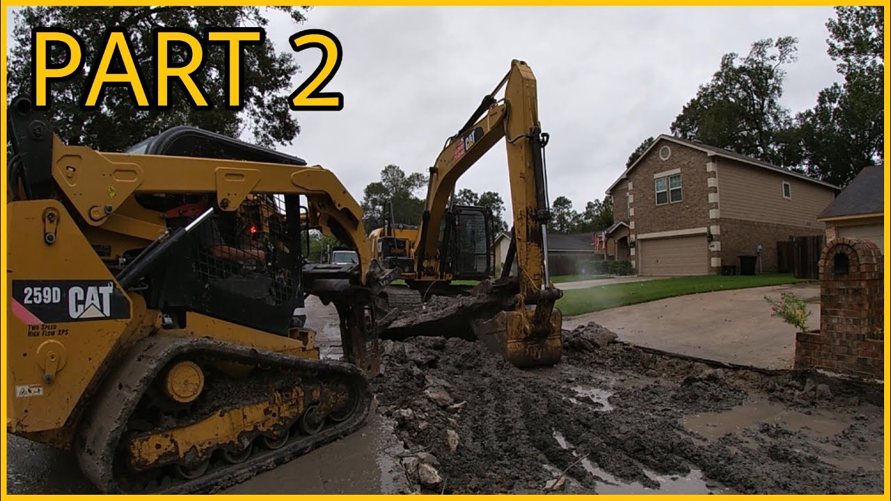 CAT 316E L excavator removing concrete and loading trucks PART 2 - YouTube