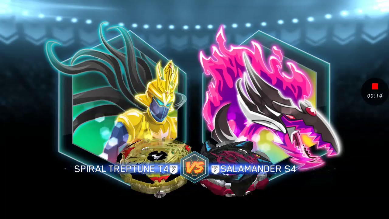 Spiral treptune T4 vs Salamander S4 (Beyblade burst hasbro app) - YouTube