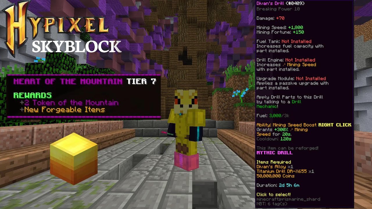 Llegando a Heart of the Mountain 7 (HOTM 7) en Hypixel Skyblock - YouTube