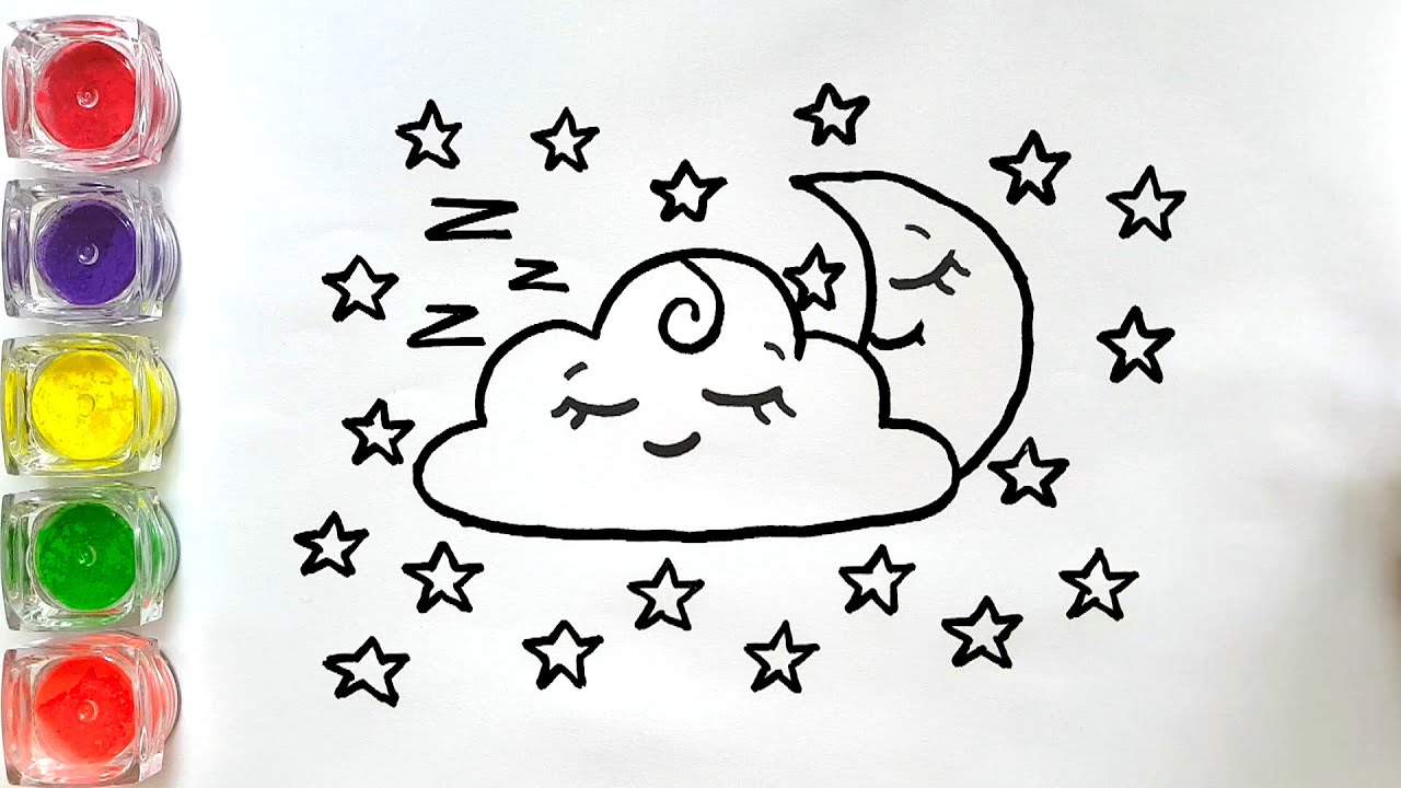 Night time coloring and drawing for Kids, Toddlers | Diana Banana ...