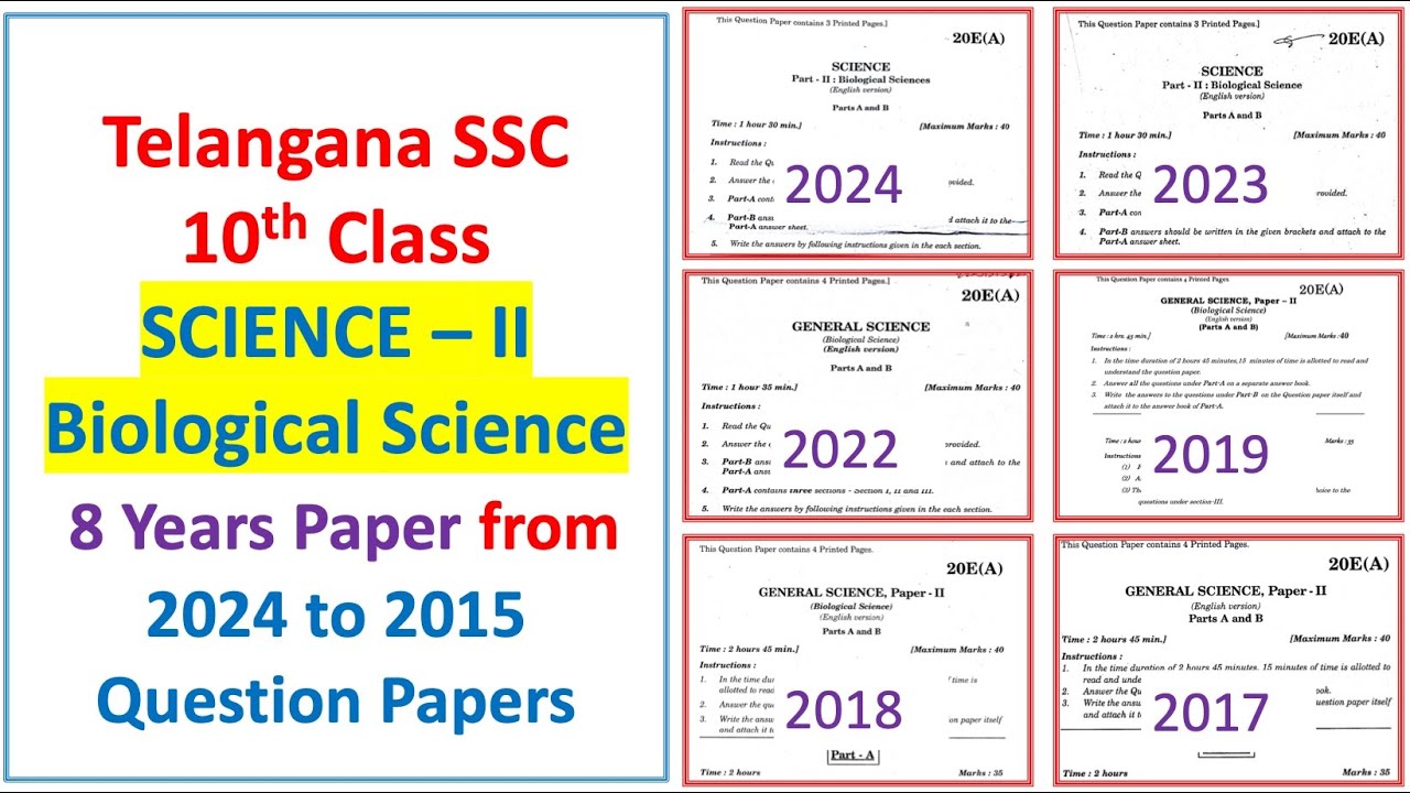 TG TS 10th class Science 2 2024 - 2015 8 years question paper SSC Final Biological Science ...