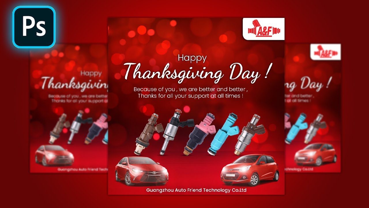 Thanksgiving Day Social Media Post Design | Photoshop Tutorial (Speed ...