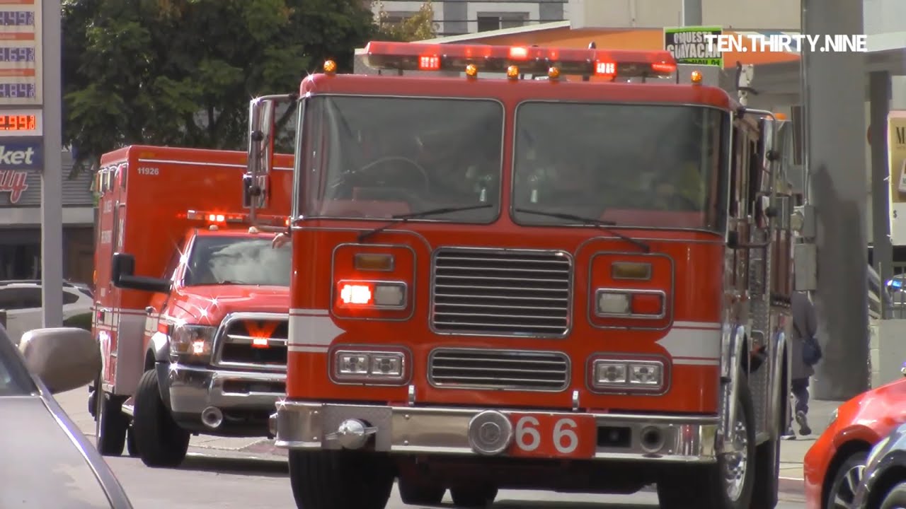 LAFD ENGINE 66 AND RESCUE 246 RESPONSE - YouTube