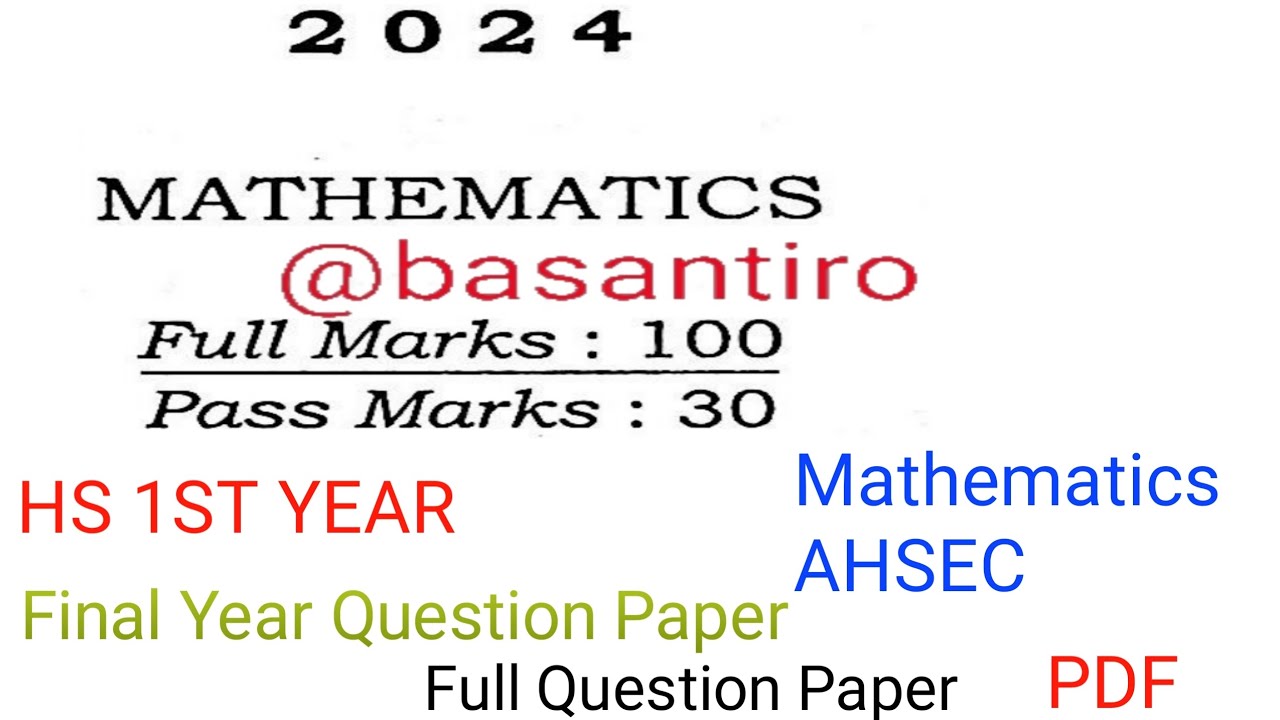 HS 1st year mathematics final year question paper 2024 higher secondary ...