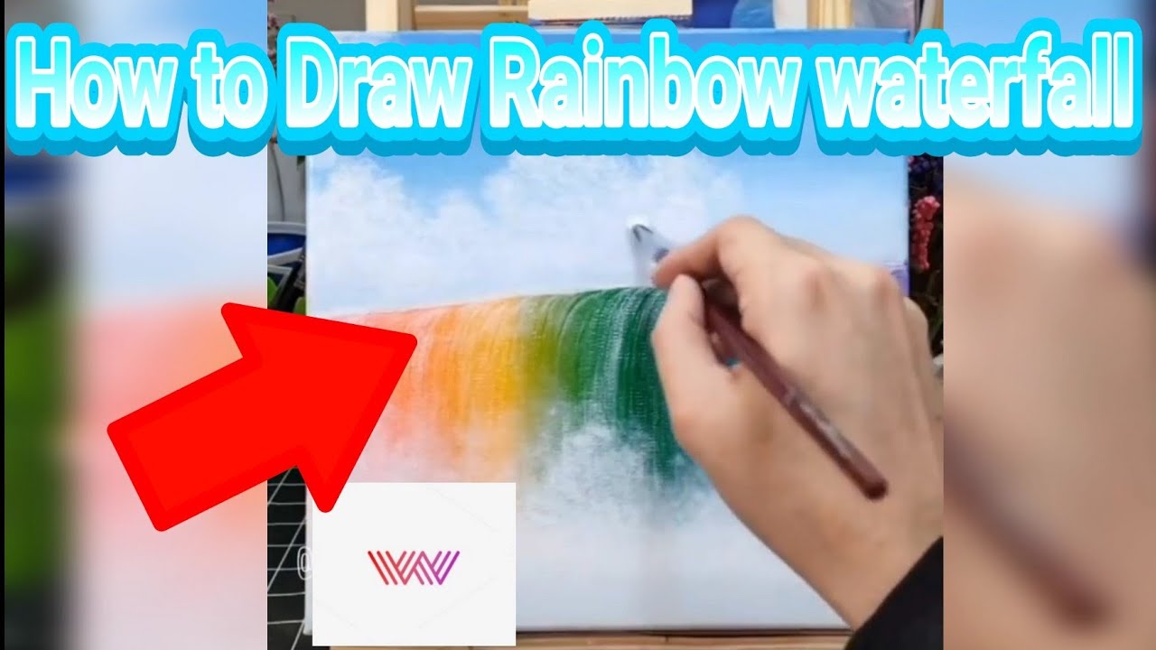 How to Draw realistic Rainbow Waterfall - YouTube