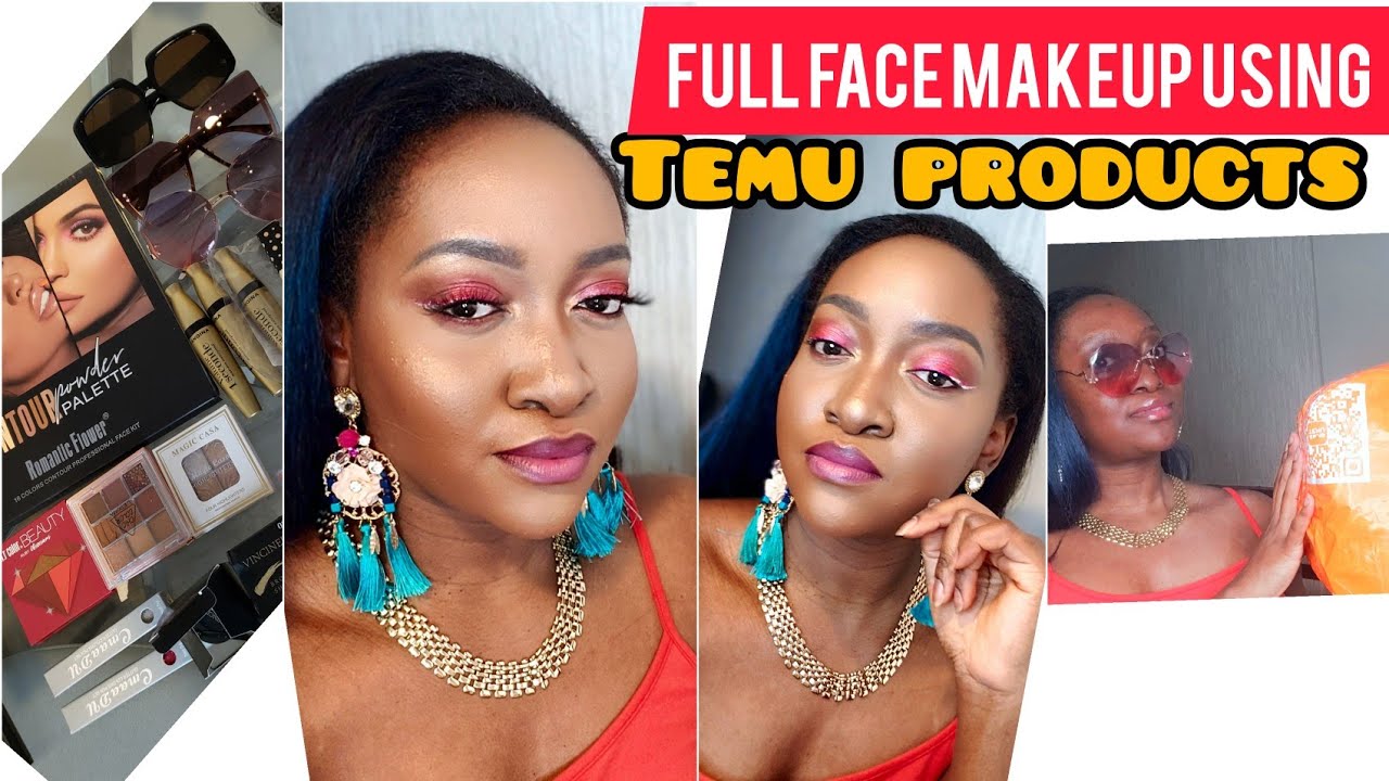 Full Face Makeup using TEMU Products on DARK SKIN #temu #barbie # ...