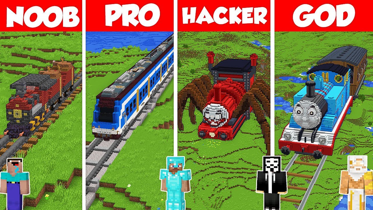 TRAIN BASE HOUSE BUILD CHALLENGE - Minecraft Battle: NOOB vs PRO vs ...