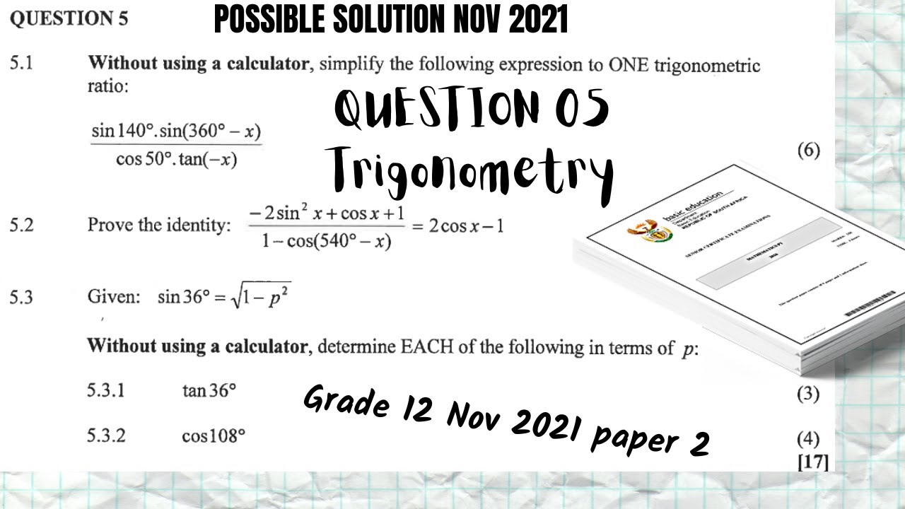 Nov 2021 Paper 2 | Question 05 (Trigonometry) - YouTube