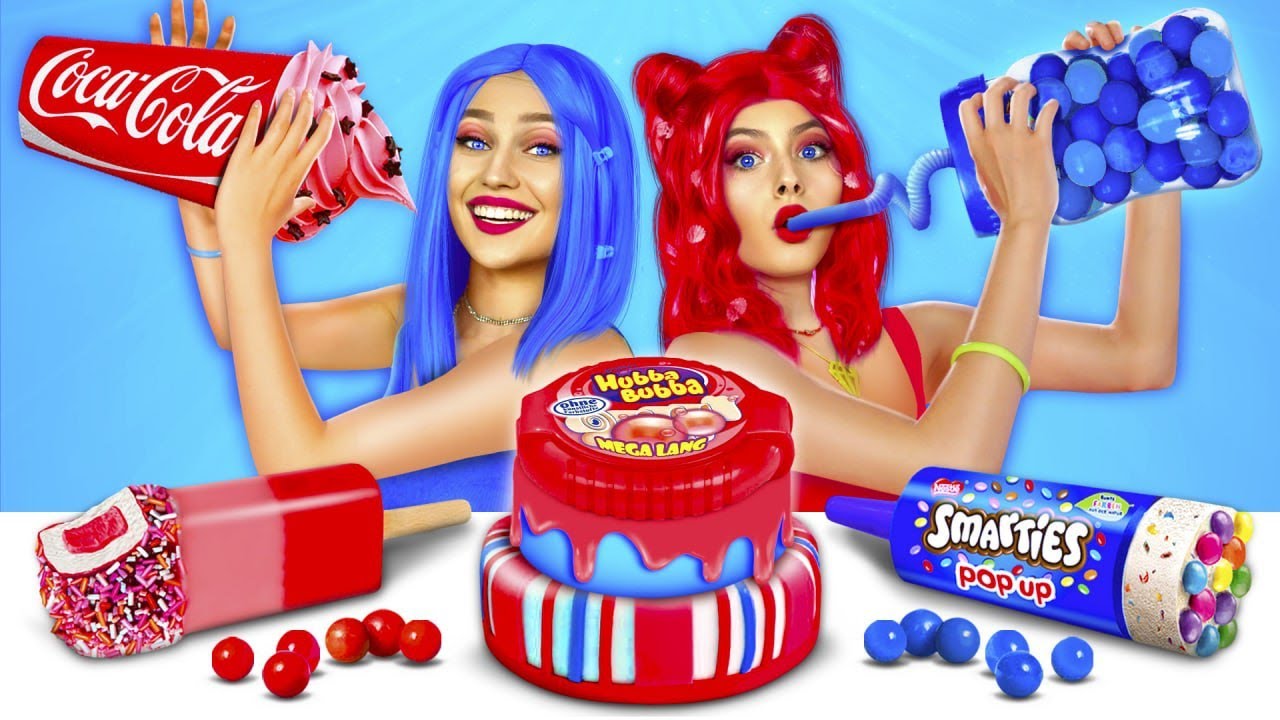 Red Food VS Blue Food Color Challenge | Eating Only ONE Color of Food ...