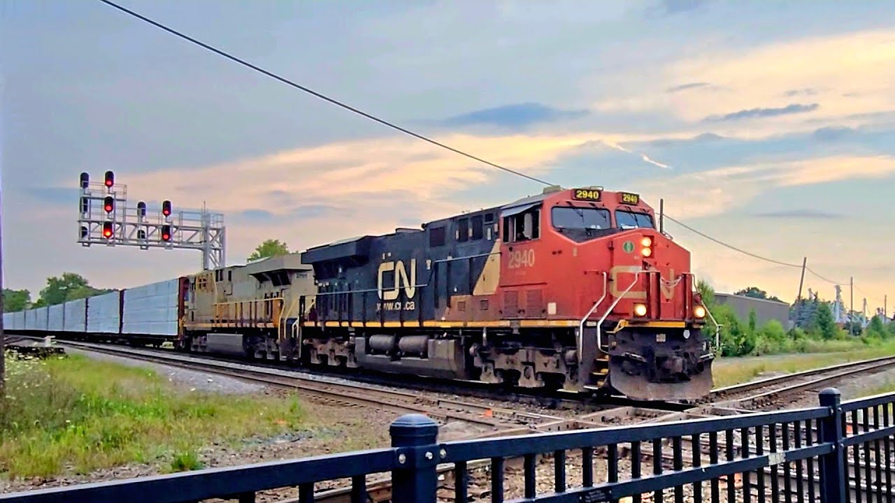 First train of the evening! Canadian National heads eastbound through ...