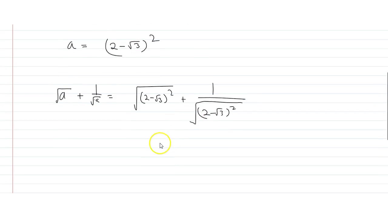 if `a = 7- 4sqrt3`, find the value of `sqrta +1/sqrta` - YouTube