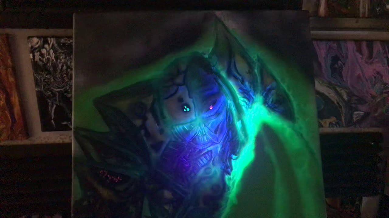 Ultimate laser shot predator 12x16 canvas blacklightart - YouTube