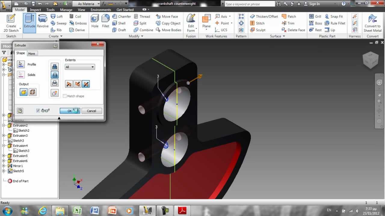 Autodesk inventor 2012 6 cylinder radial engine pt12 - YouTube