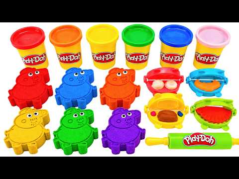 Satisfying Making Kinetic Sand Rainbow Play doh Colors and Mold Peppa Pig ASMR 🌈 Kinetic Sand ASMR