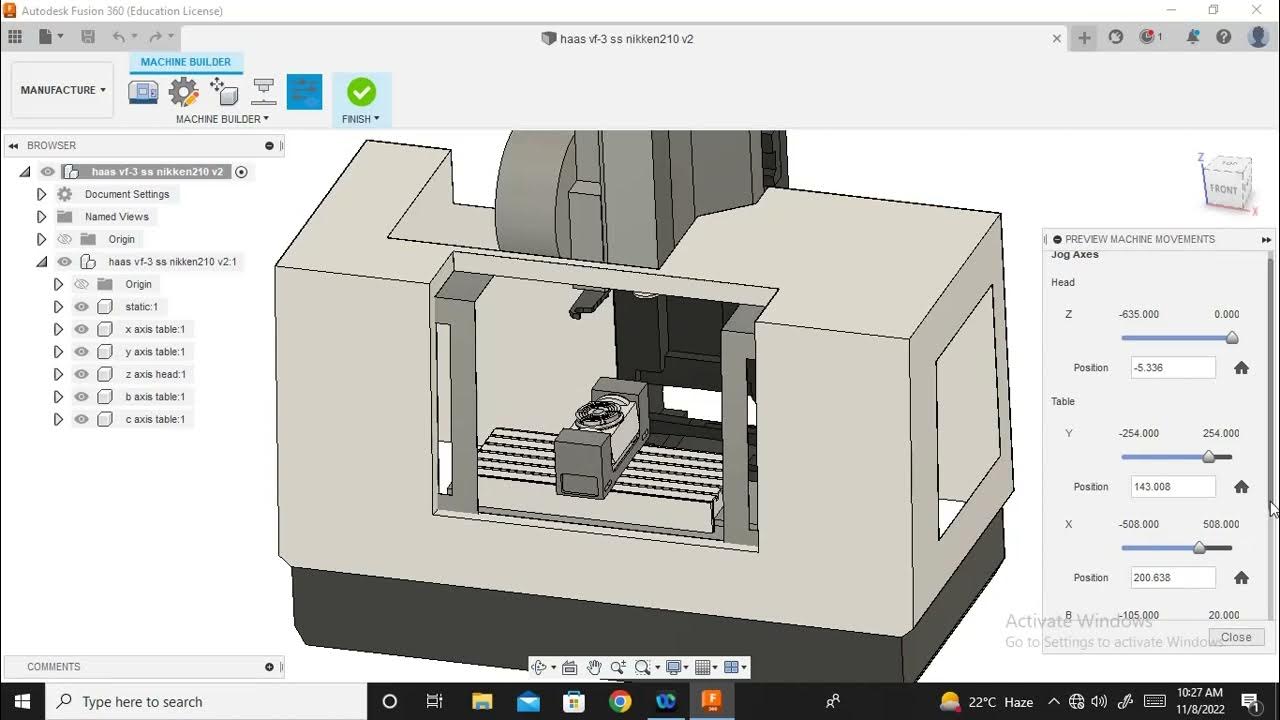Vmc Machine 5 Axis Motion Simulation Youtube