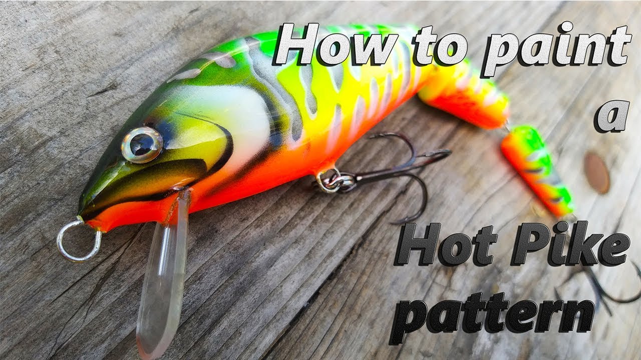 Lure painting tutorial. How to paint a hot baby pike pattern - YouTube