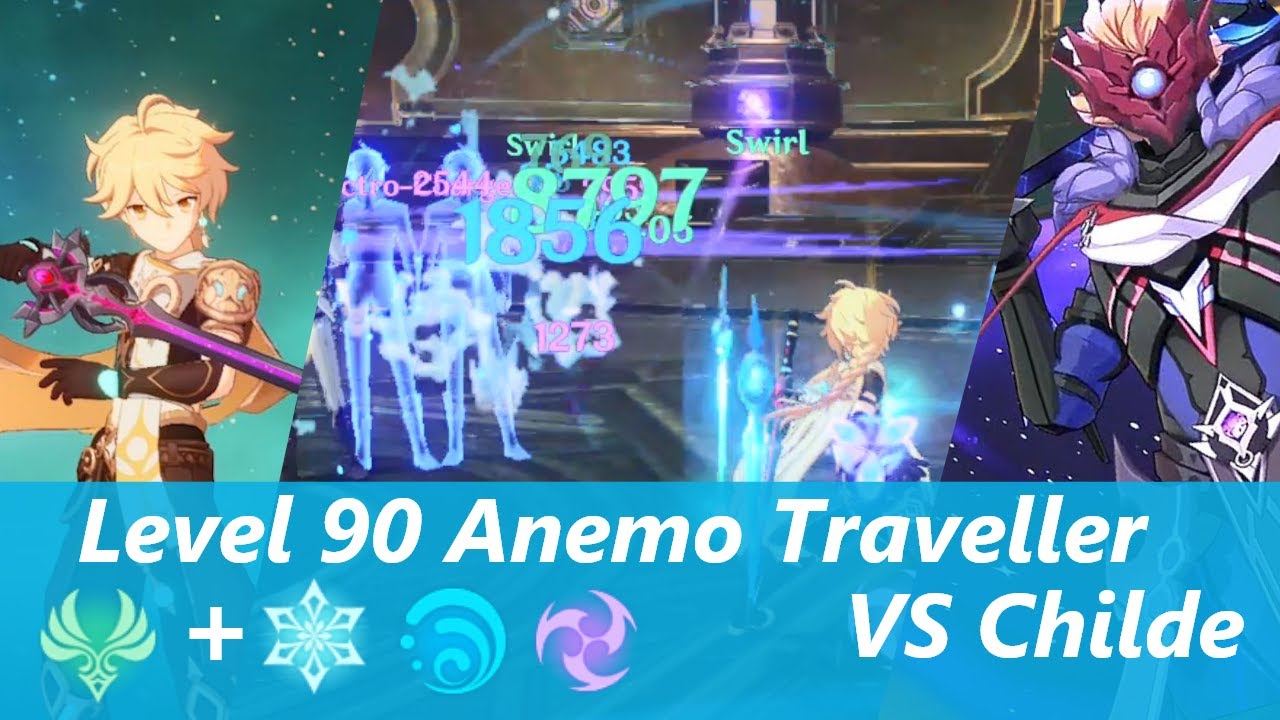 Anemo Traveler level 90 swirl | traveler build genshin impact | VS Boss ...