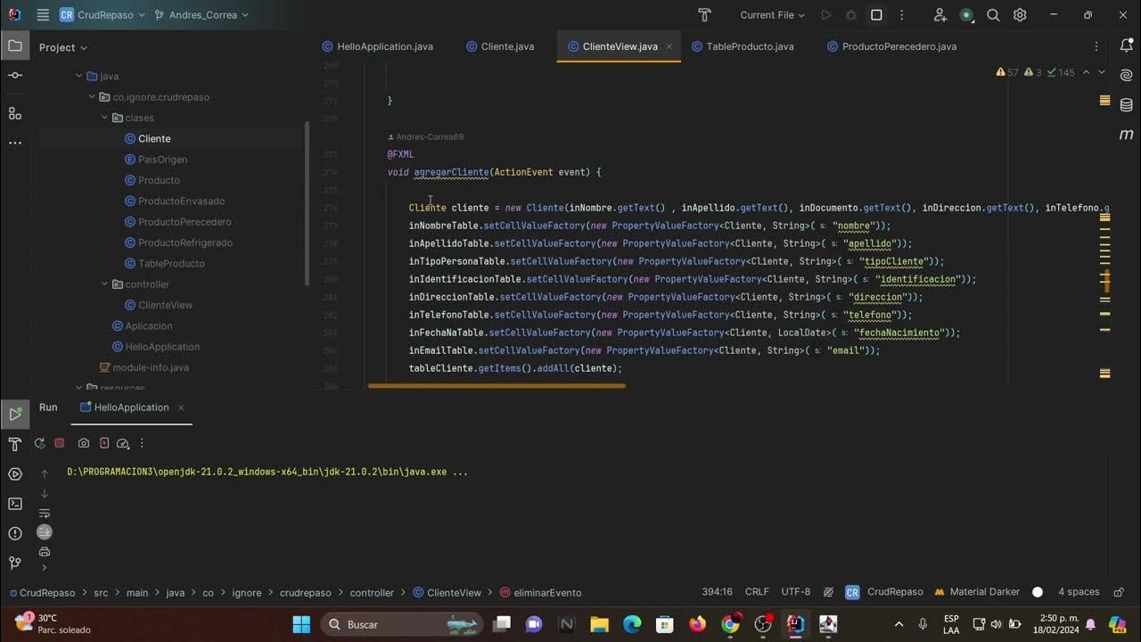 Explicacion Crud Repaso javaFx - Andres Correa - Marcela Torres - YouTube