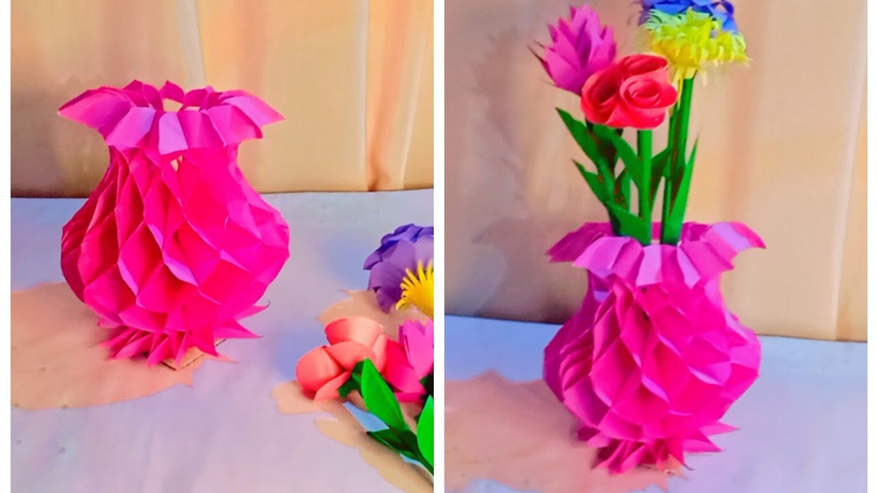 Paper Vase Craft | Home decoration | Vase making ideas | How to make ...