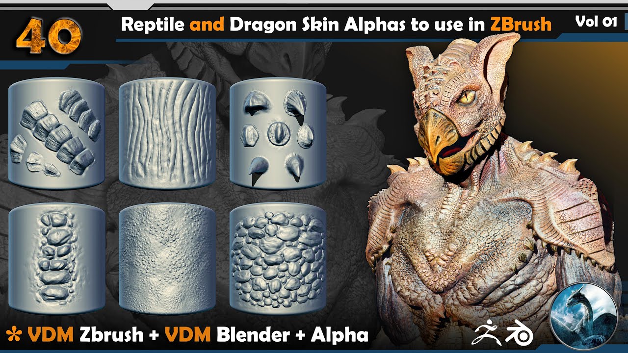 Reptile and Dragon Skin Alphas to use in ZBrush - YouTube