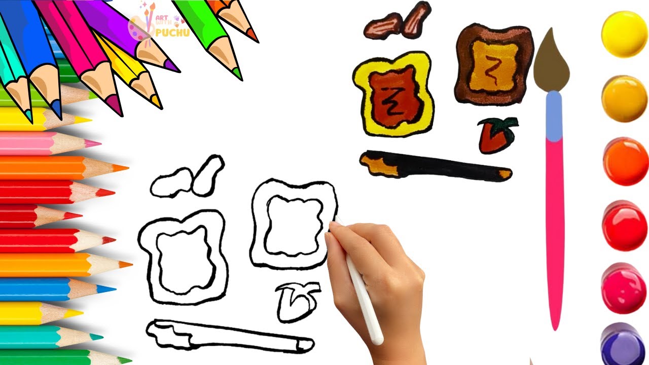 How To Draw cute Breakfast Drawing, Painting & Coloring For Kids and ...