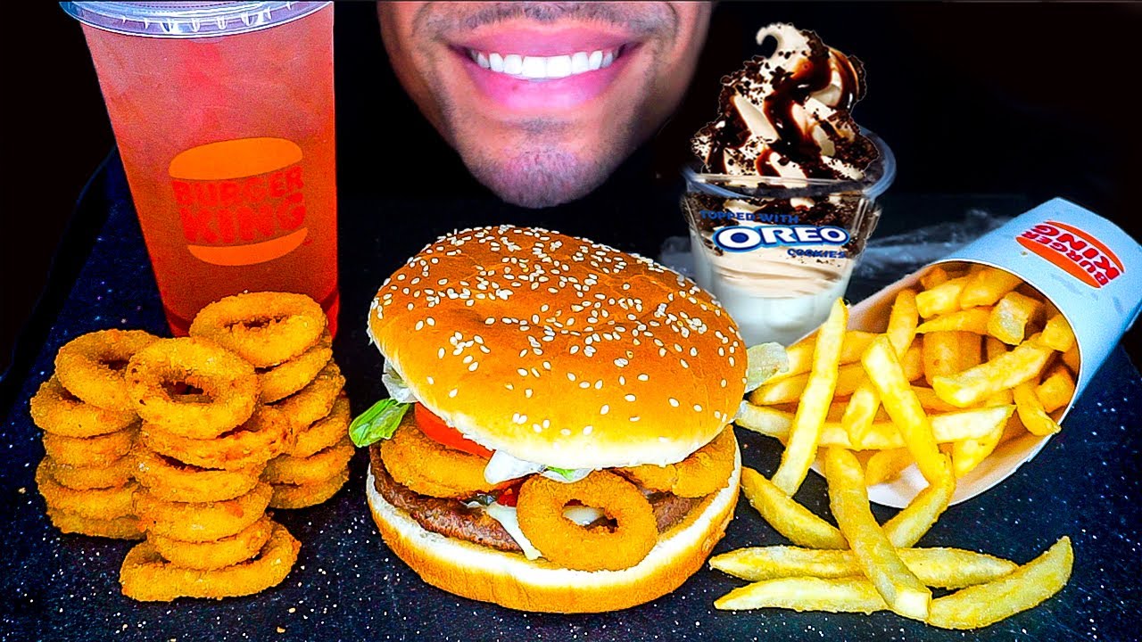 ASMR EATING BURGER KING JERRY IMPOSSIBLE WHOPPER CHEESE CRISPY ONION ...