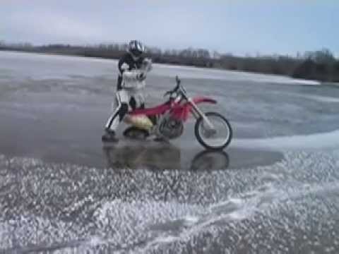Dirtbiker Falls Through Ice - YouTube
