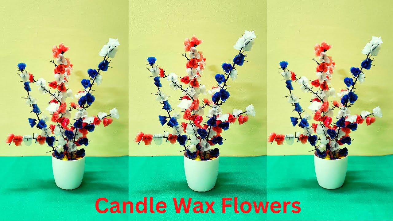 Candle flower | Candle flower making at home | Candle wax craft ideas ...