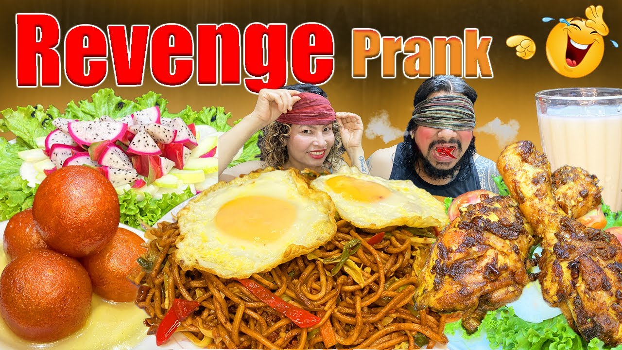 REVENGE BLIND FOLD PRANK 😂|| FOOD CHALLENGE 🤤|| EGGS, SPICY NOODLES ...