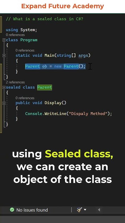C# Programmers FAQ - 41 - what is a sealed class in c# #ExpandFutureAcademy #shorts - YouTube
