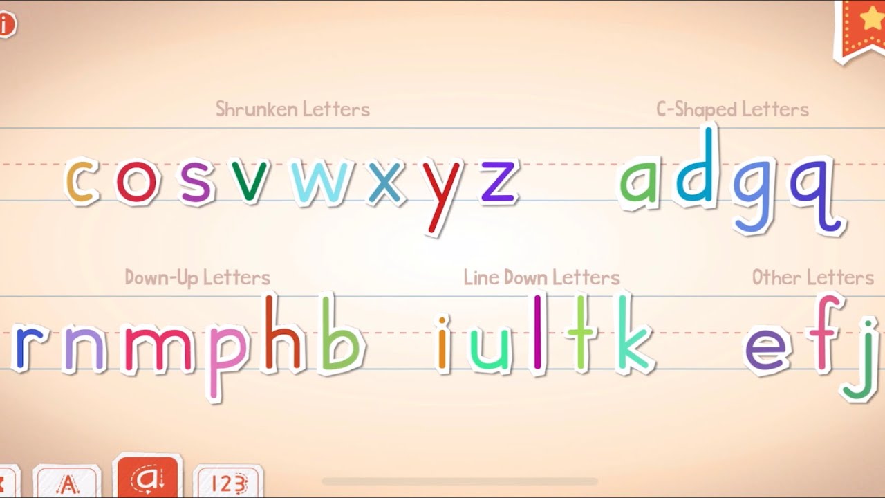 a-z shrunken letter, c shaped letters, down up letters, line down ...