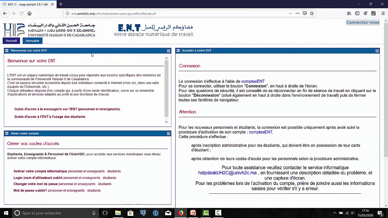 Activation du compte ENT pour les étudiants de l'UH2C - YouTube